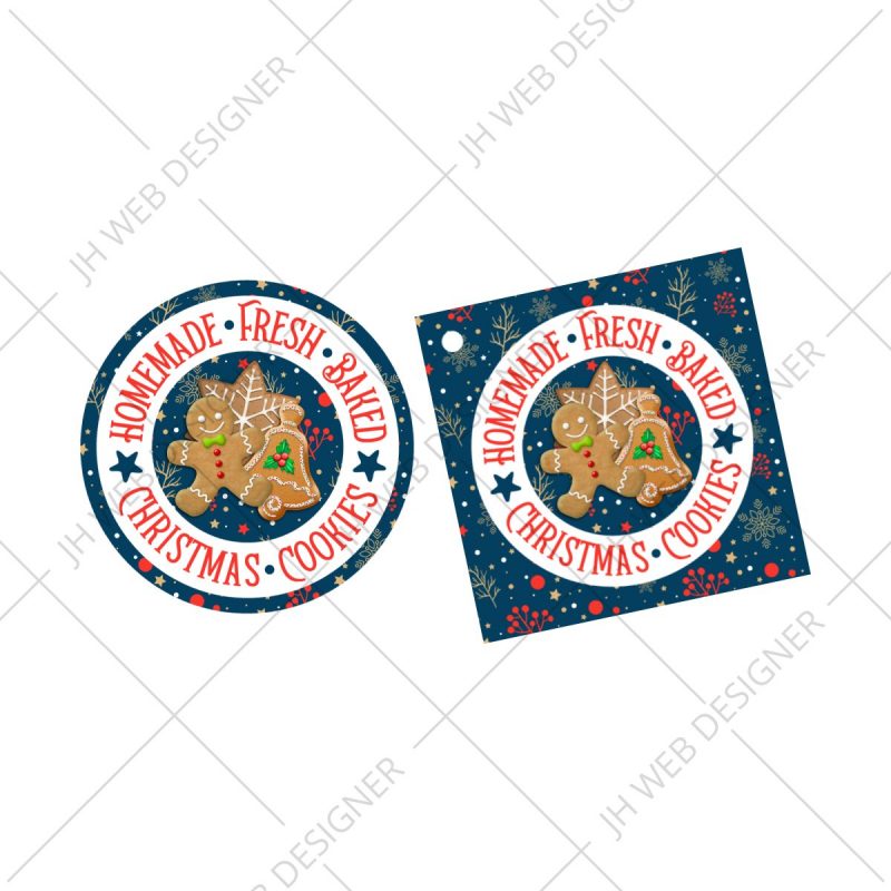 Christmas Cookies Baked with Love Sticker Label Design | JH Web Designer